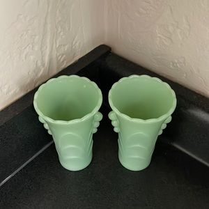 Jadeite Fire King | Accents | Vintage Jadeite Fire King Art Deco Vases ...